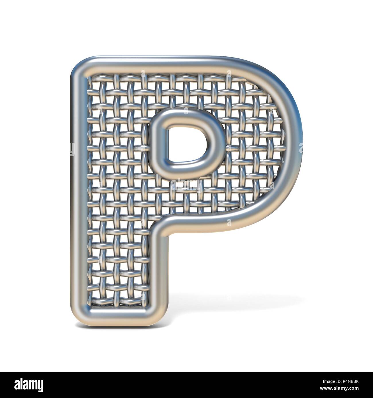 Outlined metal wire mesh font LETTER P 3D Stock Photo - Alamy