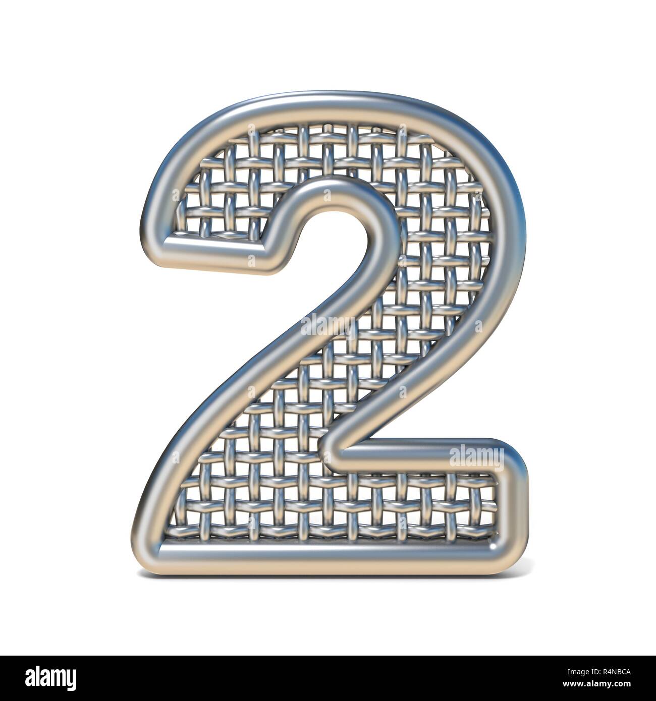 Outlined metal wire mesh font Number 2 TWO 3D Stock Photo - Alamy