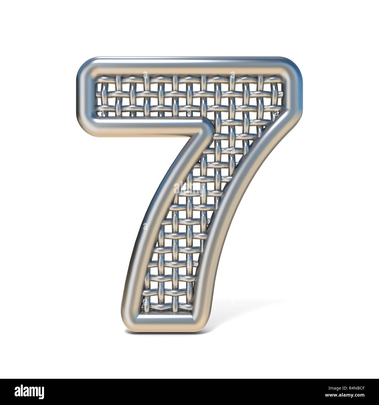 Outlined metal wire mesh font Number 7 SEVEN 3D Stock Photo - Alamy