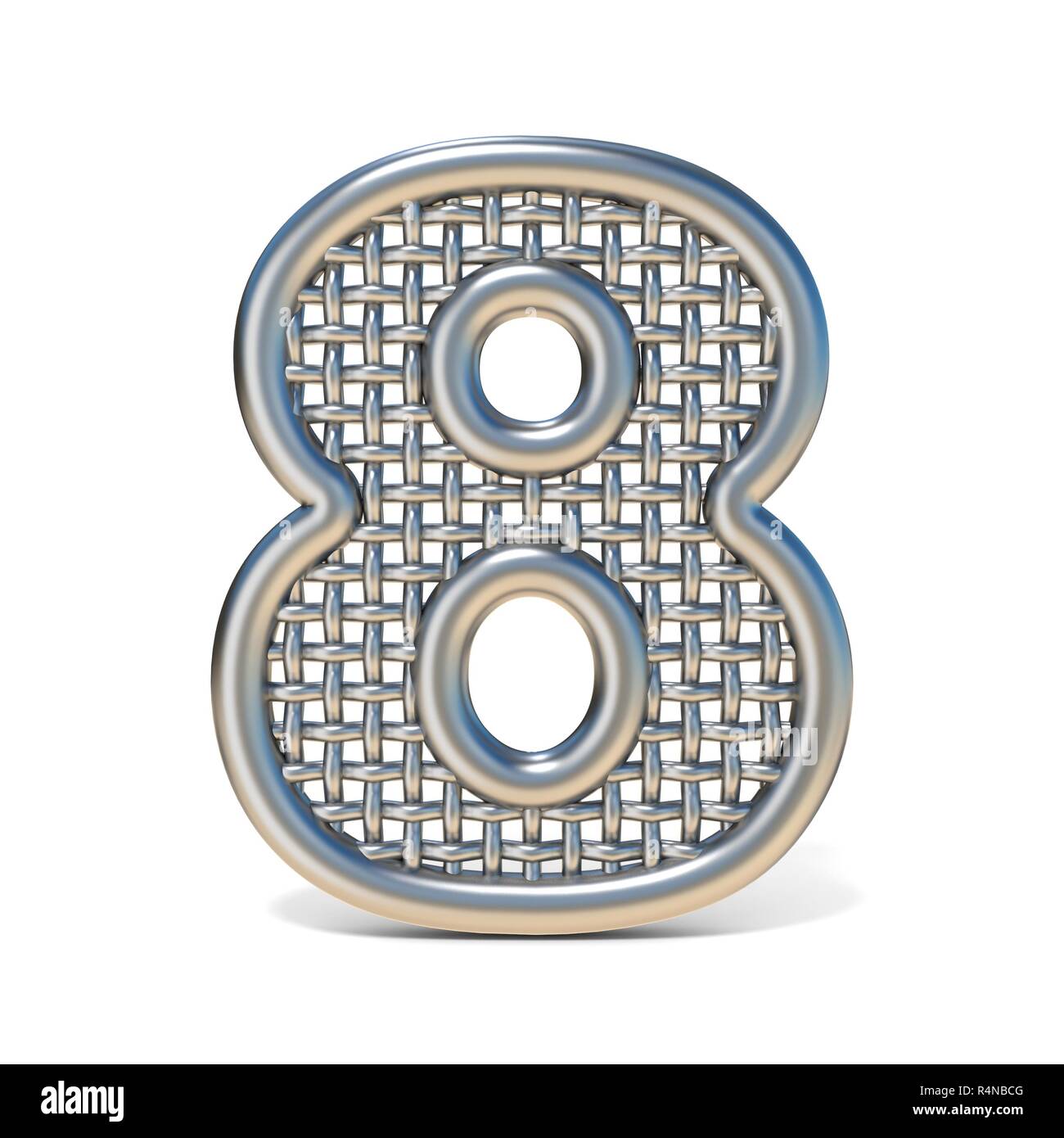 Outlined metal wire mesh font Number 8 EIGHT 3D Stock Photo - Alamy