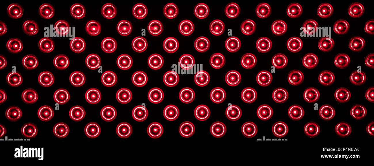 Glowing red circular lightbulb pattern with leds Stock Photo - Alamy