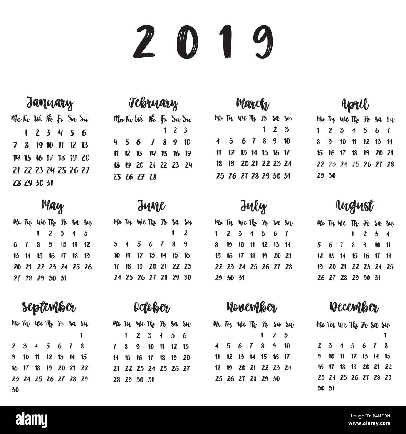 2019 calendar month october Cut Out Stock Images & Pictures - Alamy