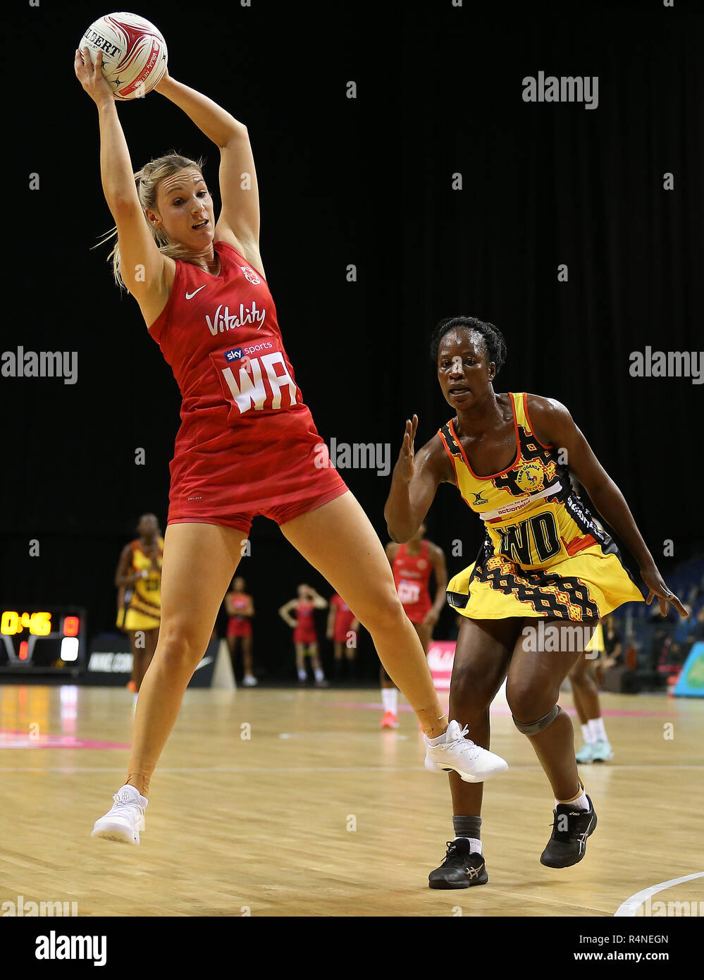 England Roses' Natalie Haythornthwaite (left) in action during the ...