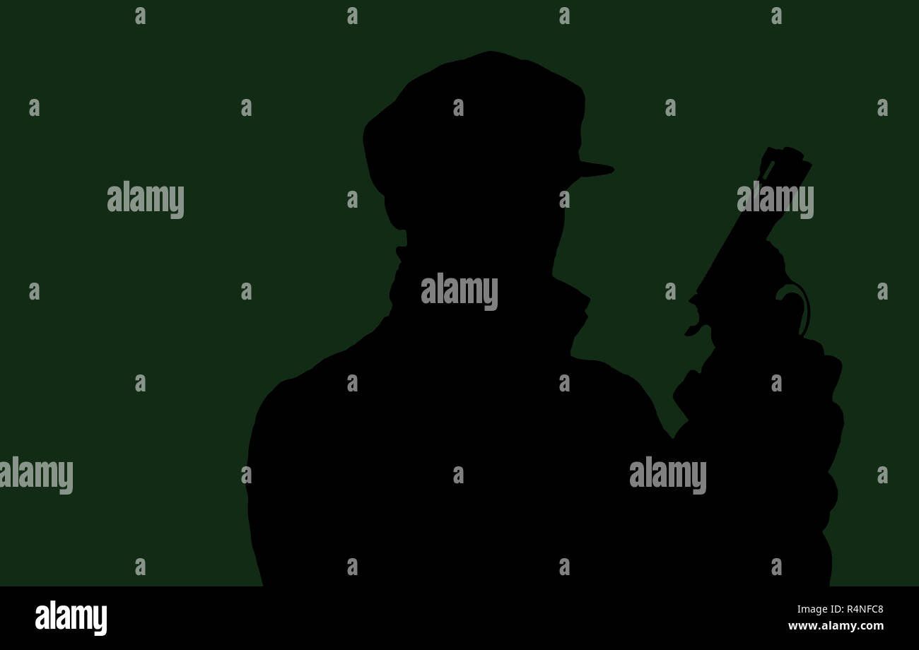 Silhouette Man Holding Gun Stock Photos & Silhouette Man Holding Gun ...