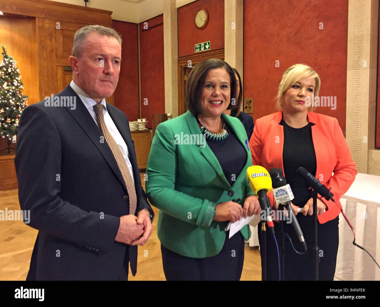 Sinn Fein's Conor Murphy, Mary Lou McDonald and Michelle O'Neill at ...