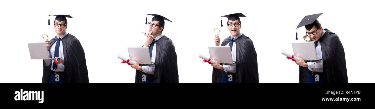 Student graduate isolated on white background Stock Photo - Alamy