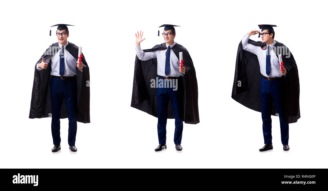 Student graduate isolated on white background Stock Photo - Alamy