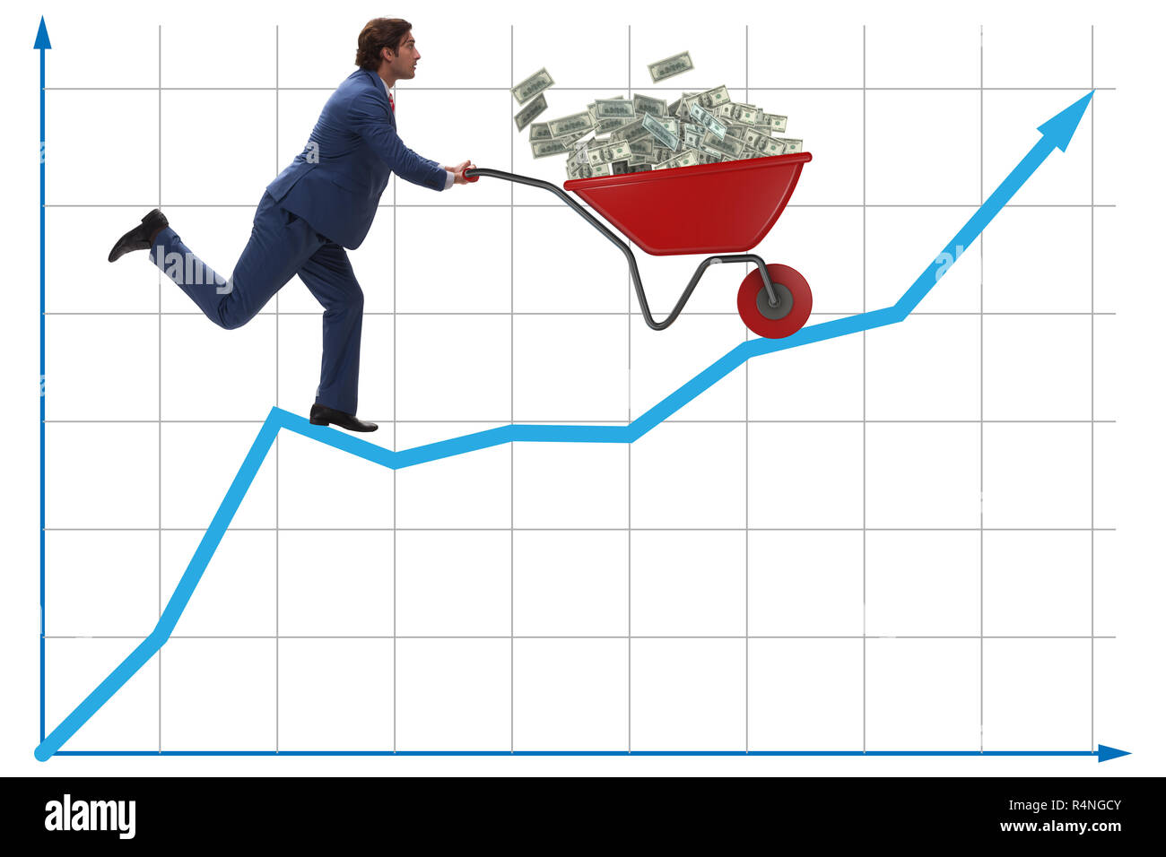 Man pushing wheelbarrow full money hi-res stock photography and images ...