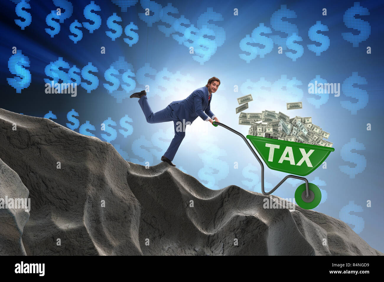Businessman pushing wheelbarrow money hi-res stock photography and ...