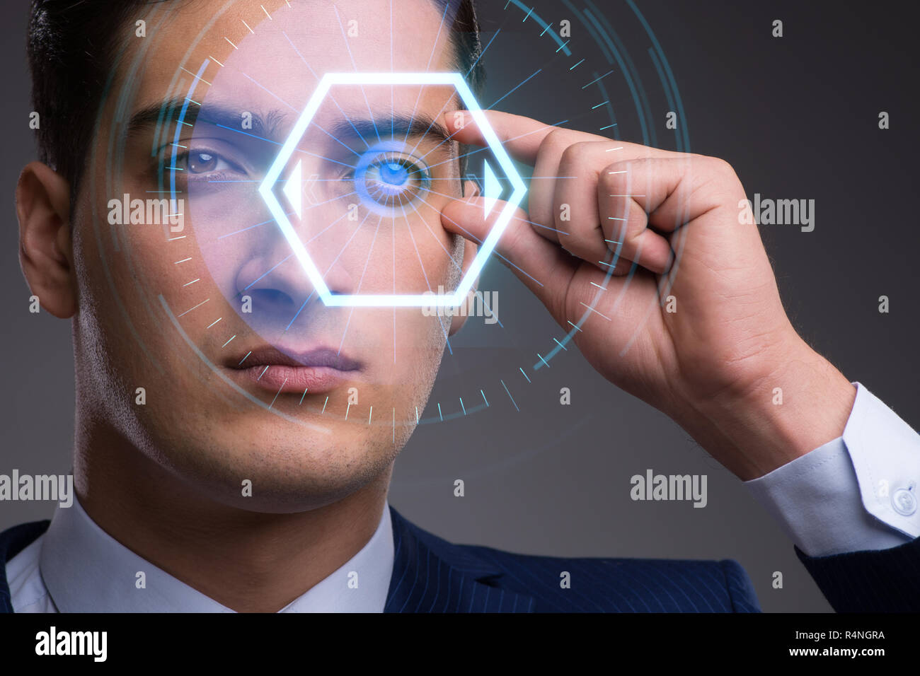 Concept of sensor implanted into human eye Stock Photo - Alamy
