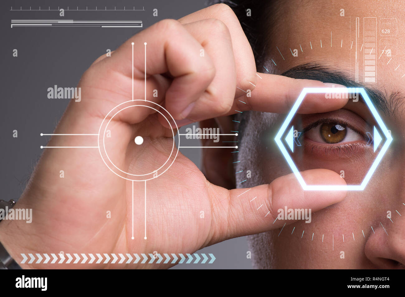 Concept of sensor implanted into human eye Stock Photo - Alamy