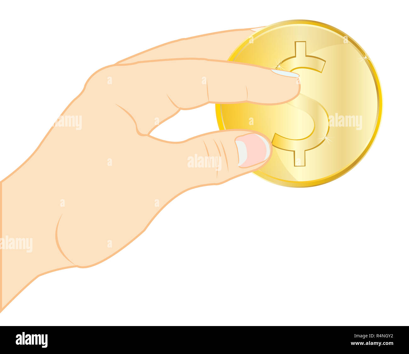 Coin in hand Stock Photo - Alamy