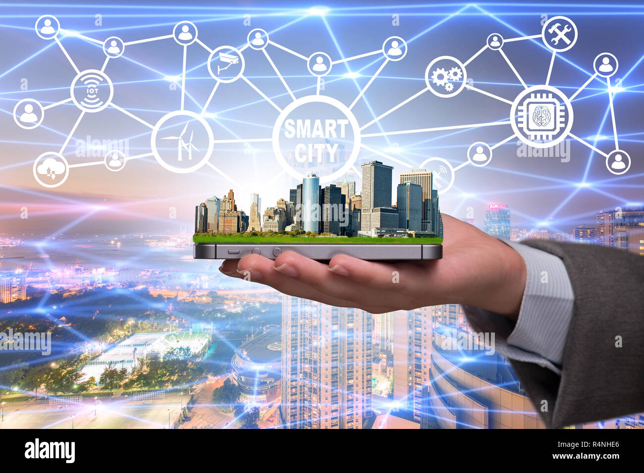 Smart city in innovation concept Stock Photo - Alamy