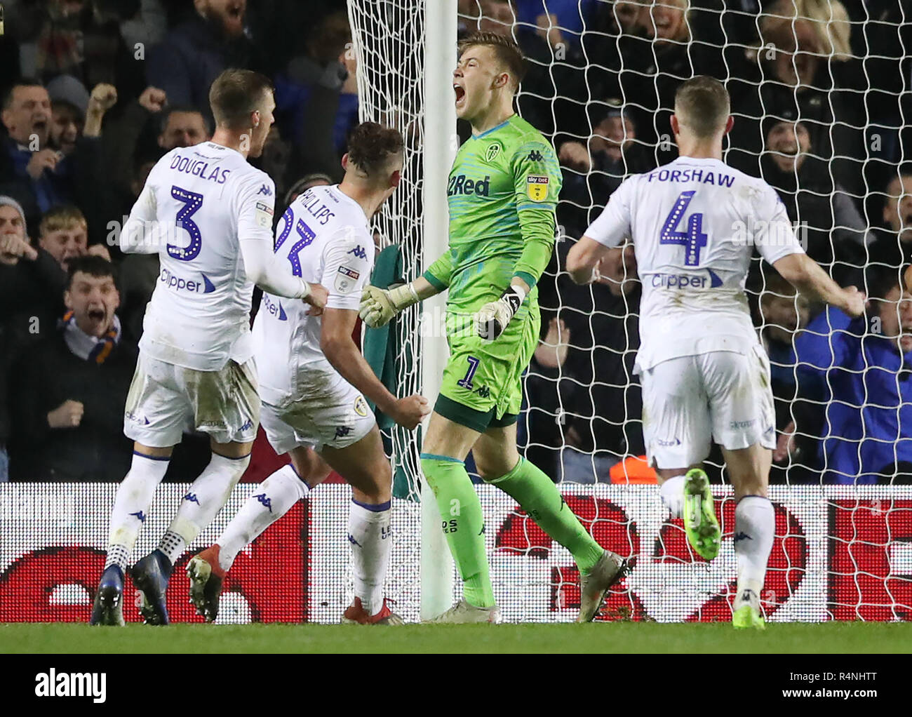 Leeds united goalkeeper bailey peacock farrell celebrates hi-res stock ...