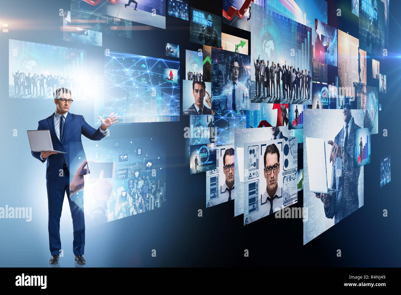 Collage of photos with businessman Stock Photo - Alamy