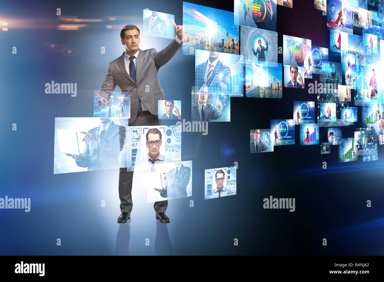 Collage of photos with businessman Stock Photo - Alamy