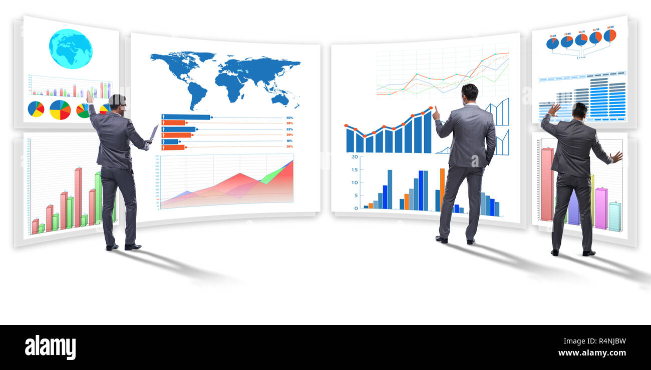 Businessman in business visualization and infographics concept Stock ...