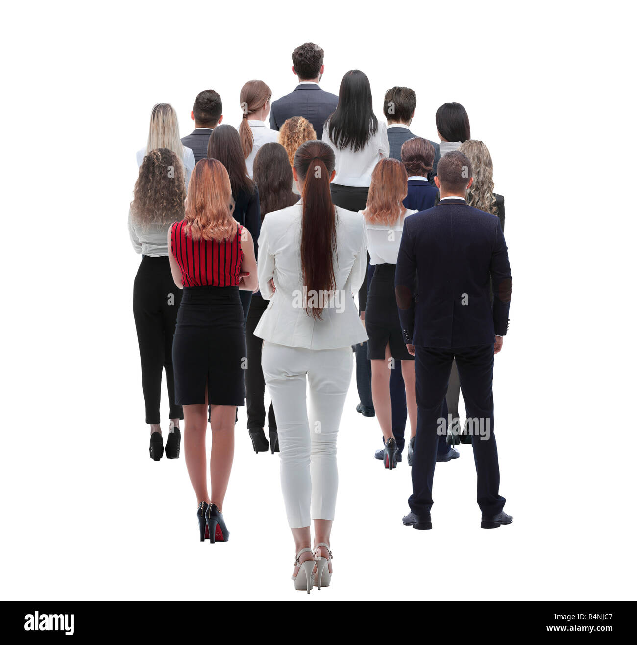 Back view group of business people. Rear view. Isolated over white ...