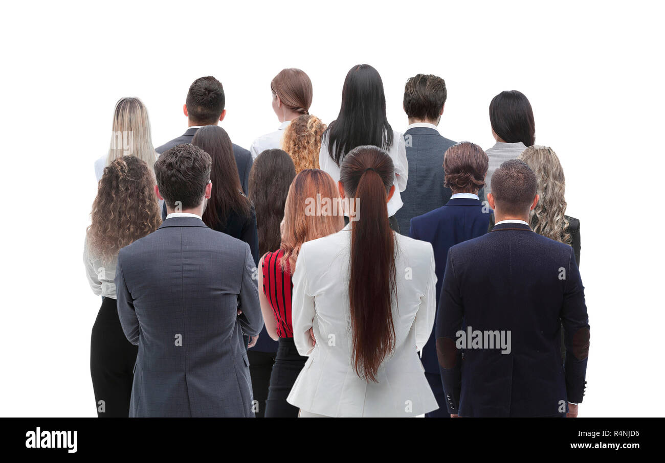 Back view group of business people. Rear view. Isolated over white ...