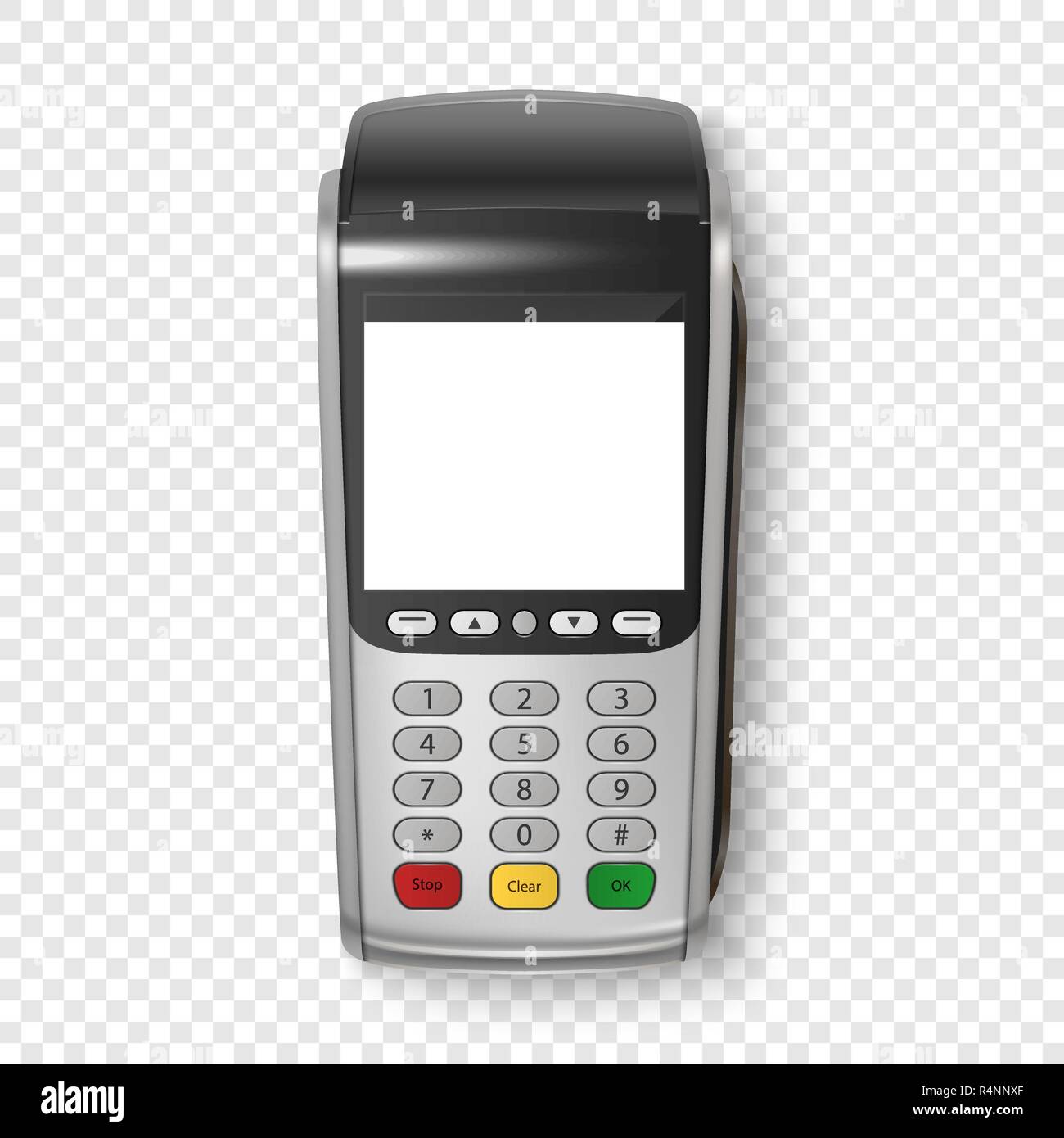 Vector Realistic Silver 3d Payment Machine. POS Terminal Closeup ...