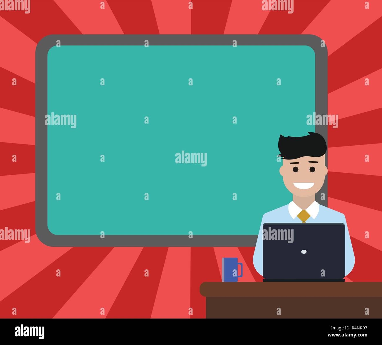 Man behind laptop screen Stock Vector Images - Alamy