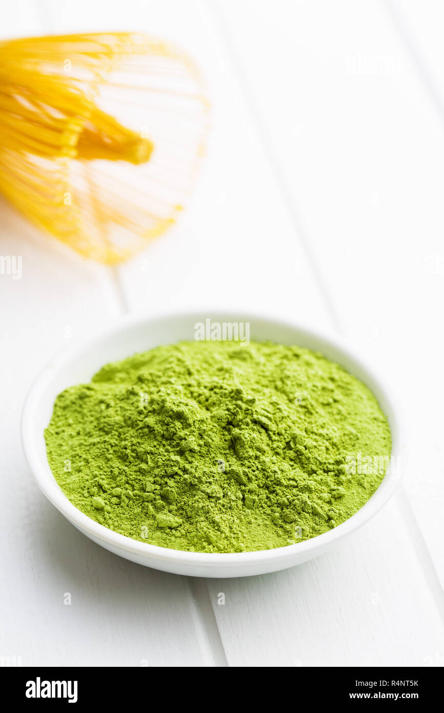 Green matcha tea powder Stock Photo - Alamy
