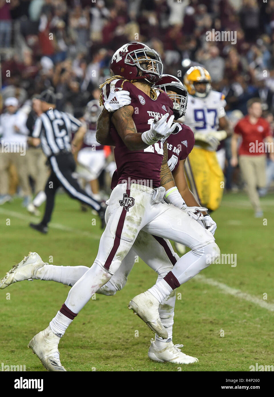 College Station, TX, USA. 24th Nov, 2018. Texas A&M receiver, Kendrick ...