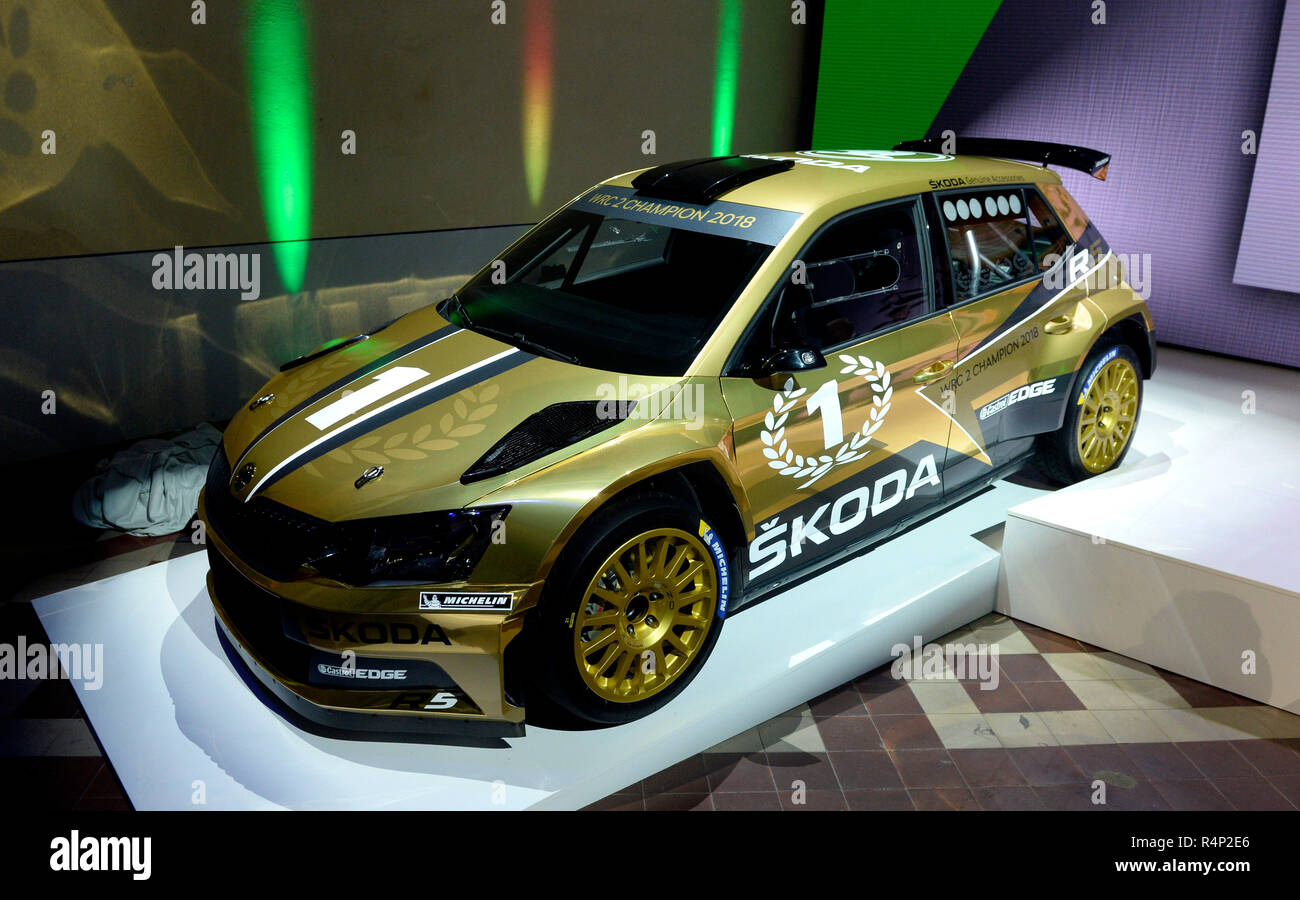 Prague, Czech Republic. 27th Nov, 2018. The Skoda Motorsport rally team ...