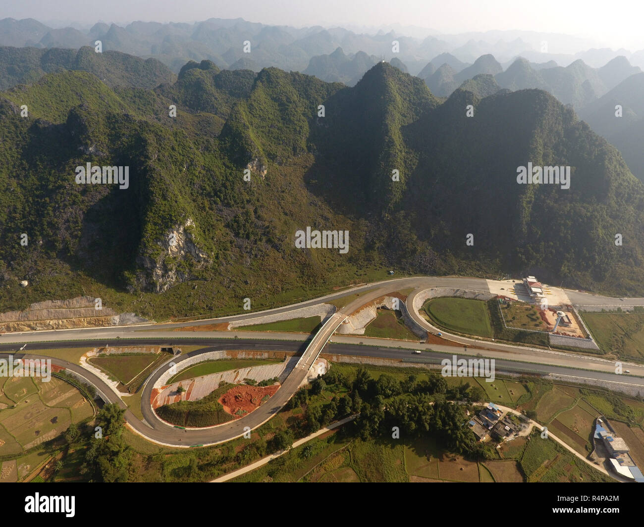 Jingxi. 28th Nov, 2018. Aerial photo taken on Nov. 28, 2018 shows part ...