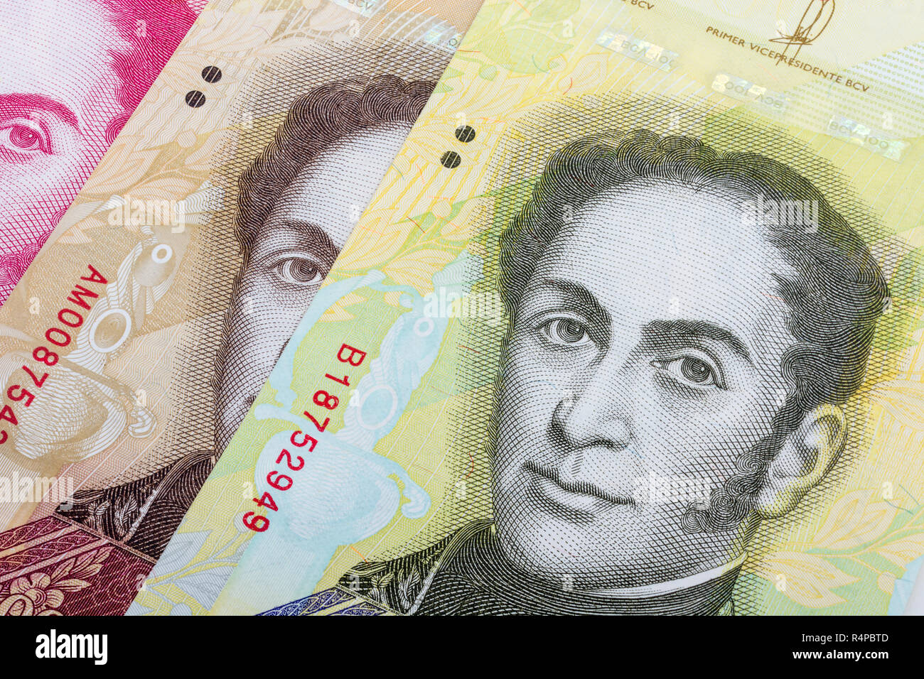 Venezuela Bolivar banknotes with Simon Bolivar - for Hyperinflation in ...