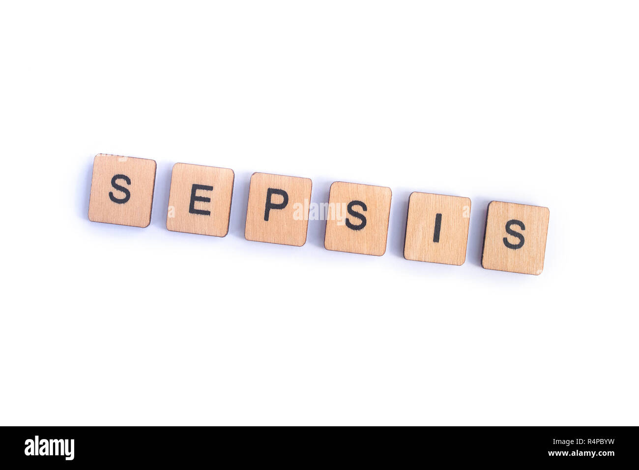 The word SEPSIS spelt with wooden letter tiles Stock Photo - Alamy