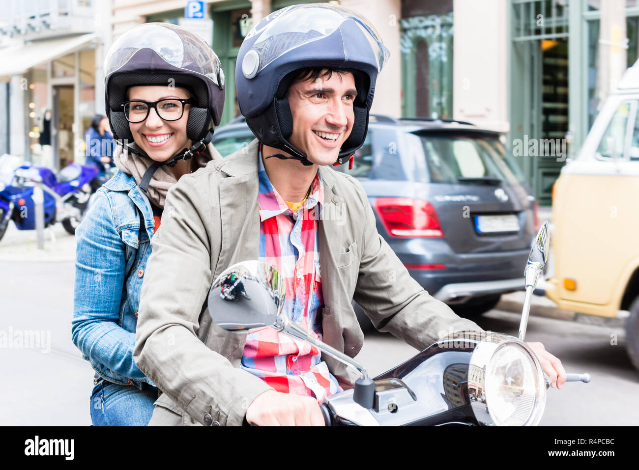 Pillion rider sitting hi-res stock photography and images - Alamy