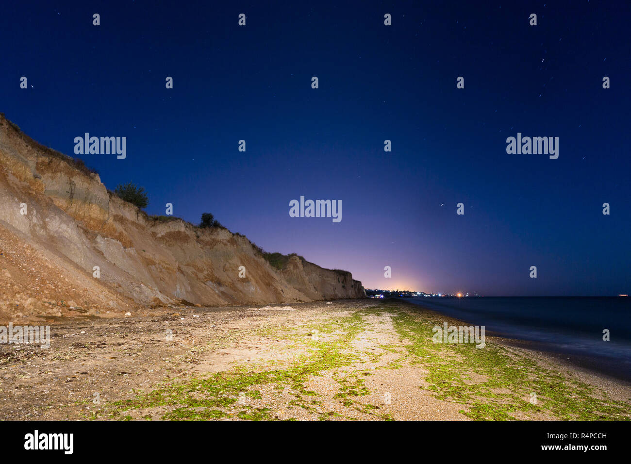 Night sea beach with stairs. Black Sea, Ukraine Stock Photo - Alamy