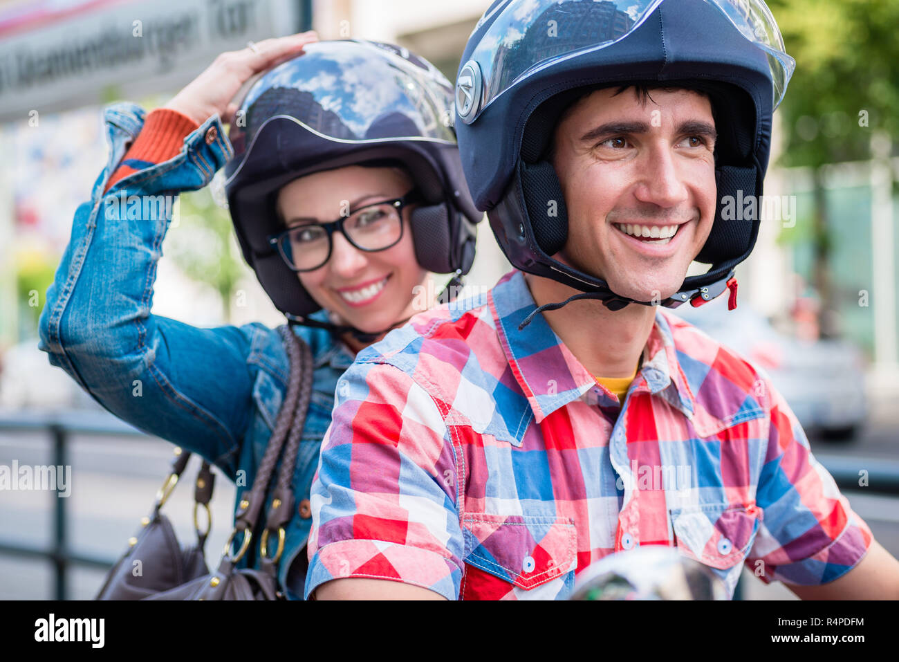 Pillion rider sitting hi-res stock photography and images - Alamy