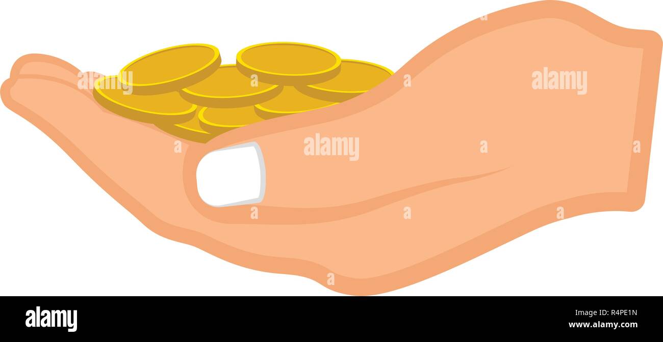 Hand holding gold coins Stock Vector Image & Art - Alamy