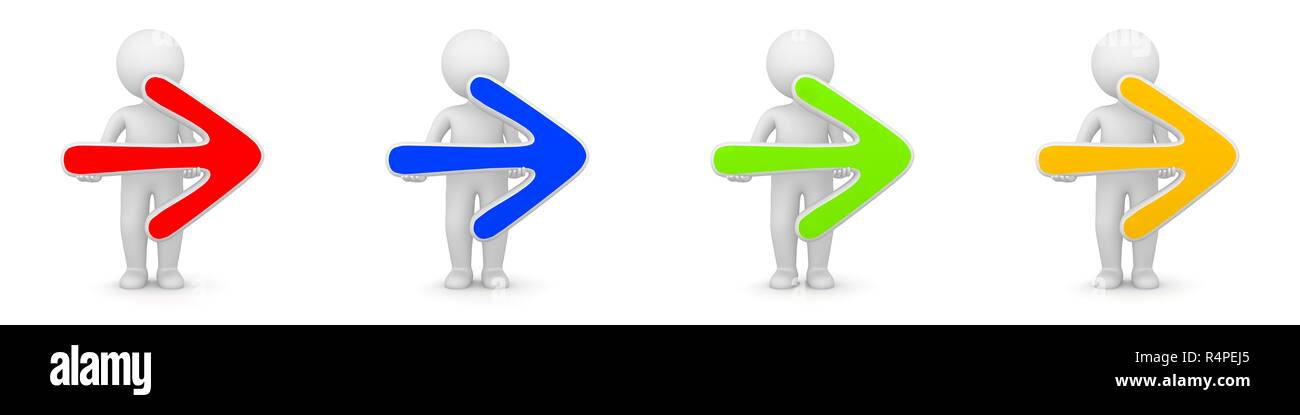 3D Rendering of man with arrow to the right Stock Photo - Alamy