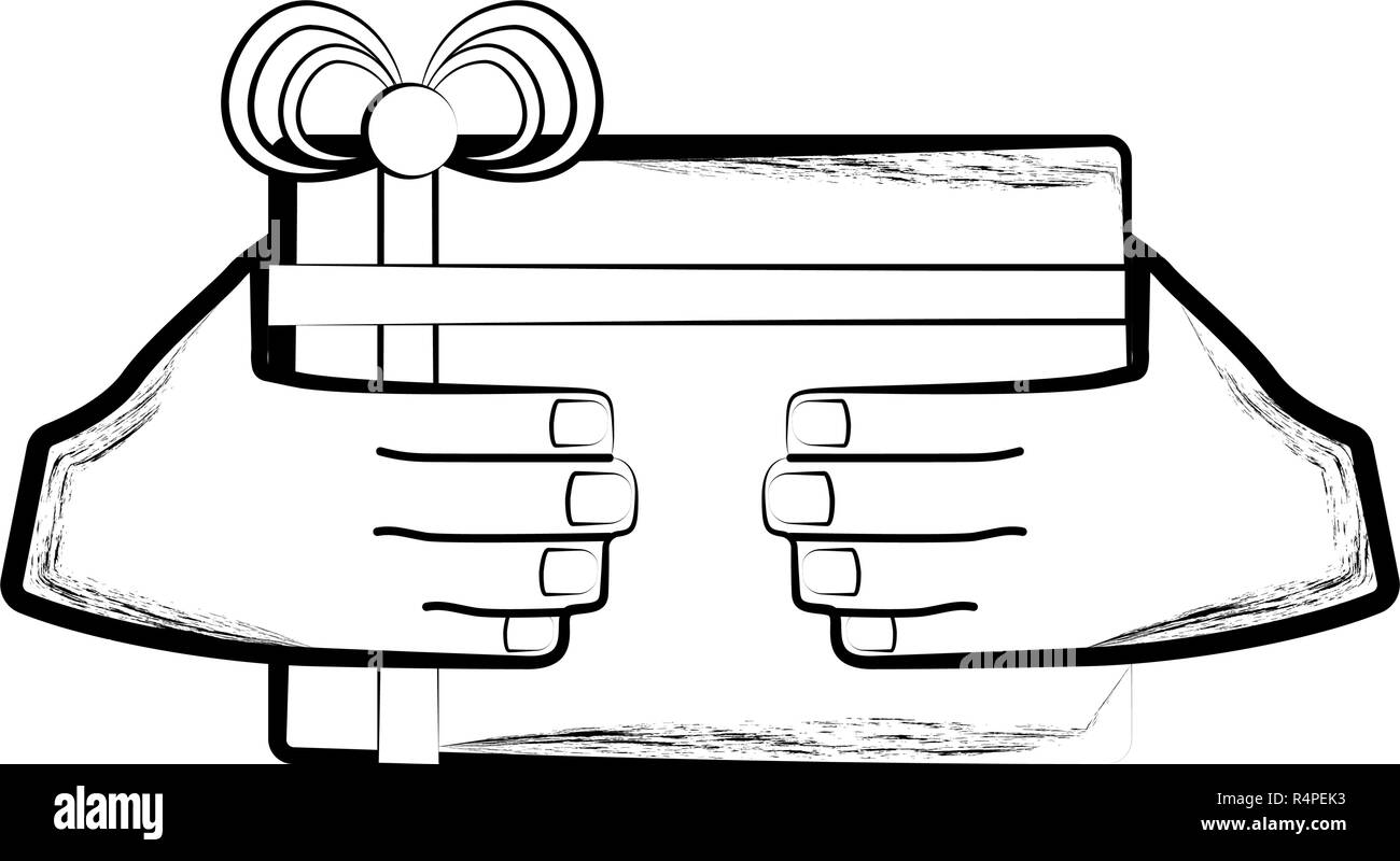Sketch of a hand holding a gift box Stock Vector Image & Art - Alamy