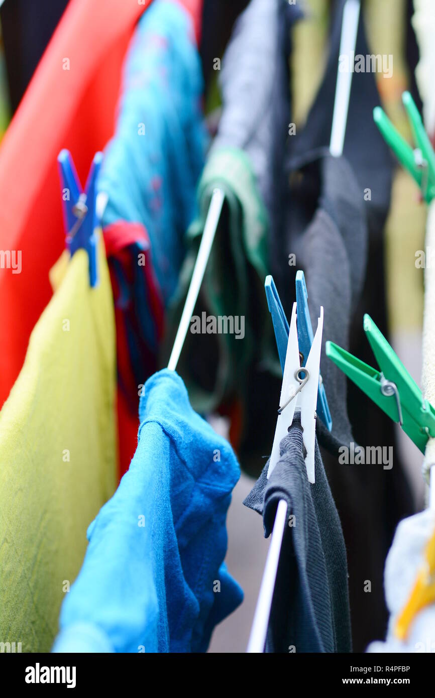 Laundry on the clothesline Stock Photo - Alamy