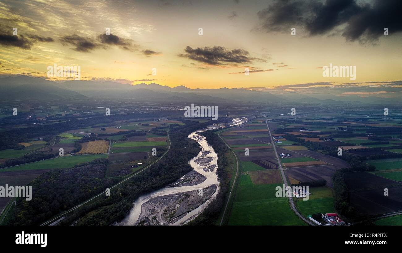 Aerial Photography of Tokachi River, Hokkaido, Japan Stock Photo - Alamy
