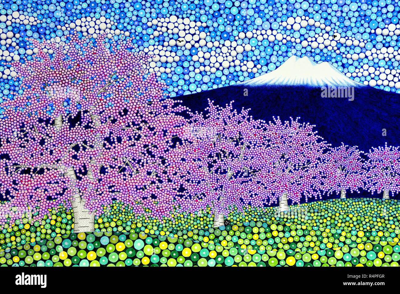 Cherry Blossoms Tree line Stock Photo - Alamy