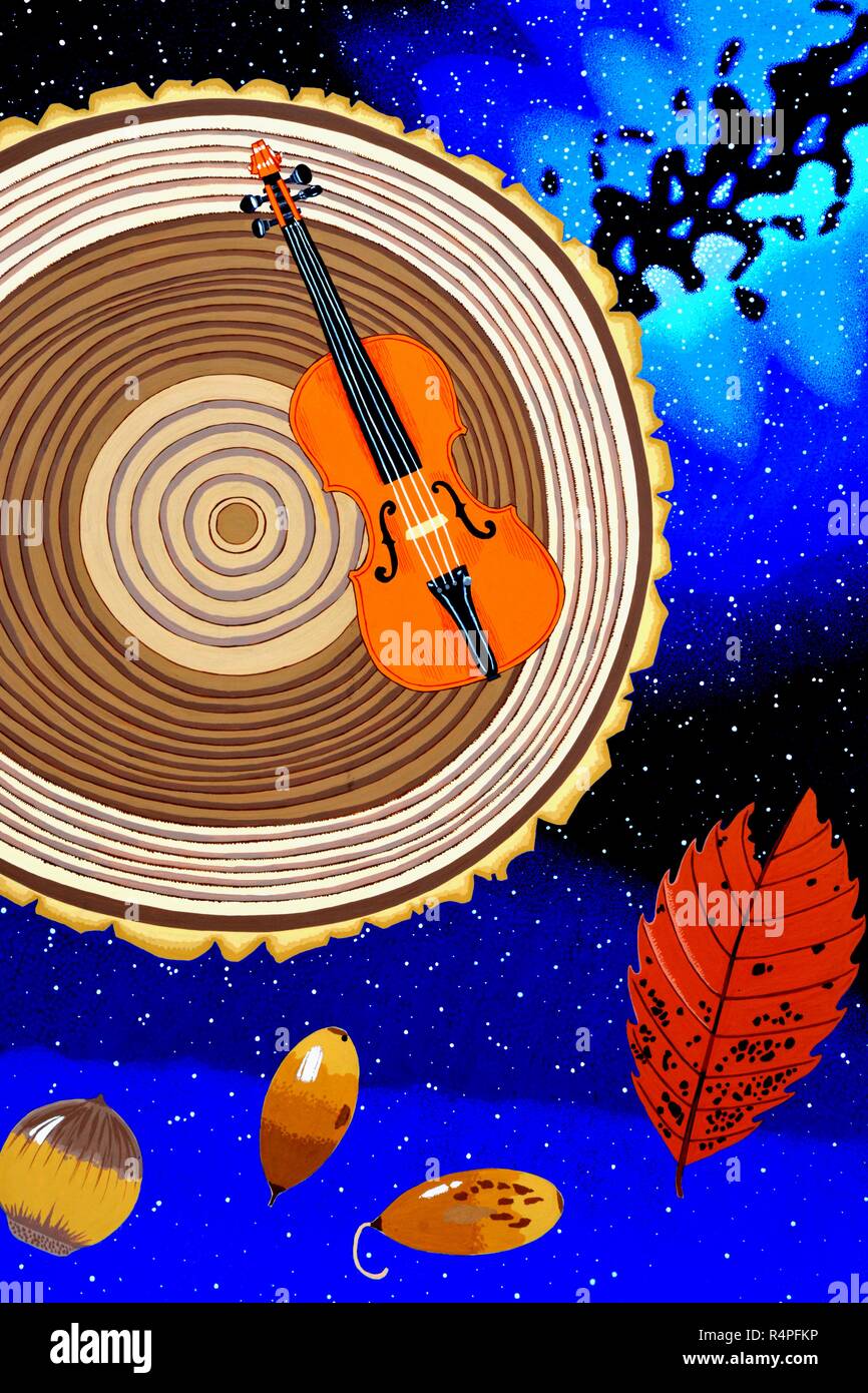 Tree Stump and Violin Stock Photo - Alamy
