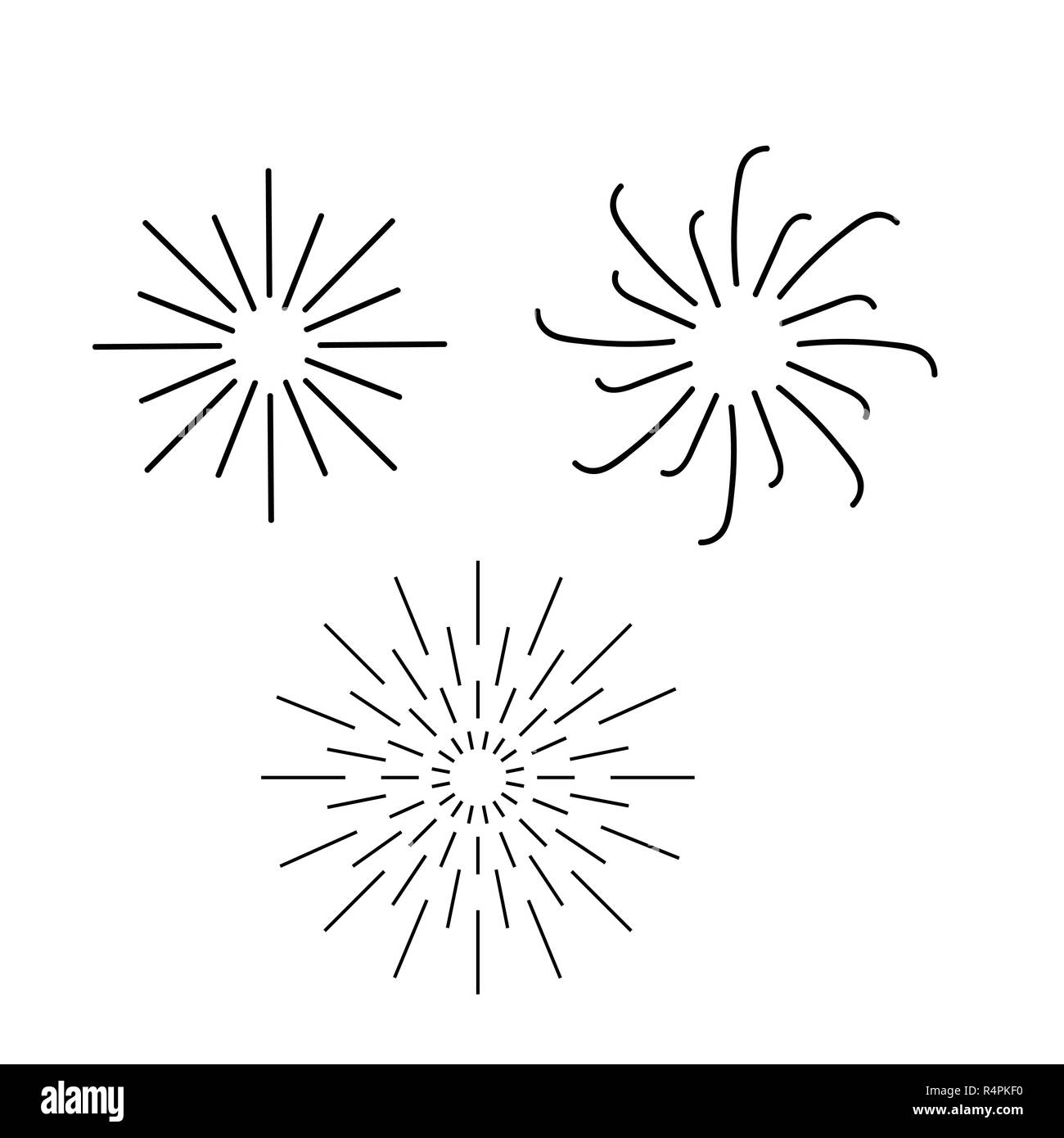 Sunbursts set vector. Sunbursts ink hand drawn sunshine shapes ...