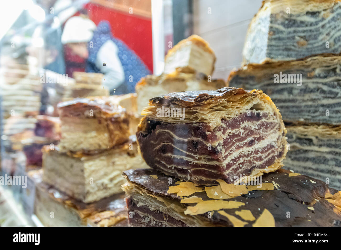 Different types of pies at the Christmas market in Cluj-Napoca ...