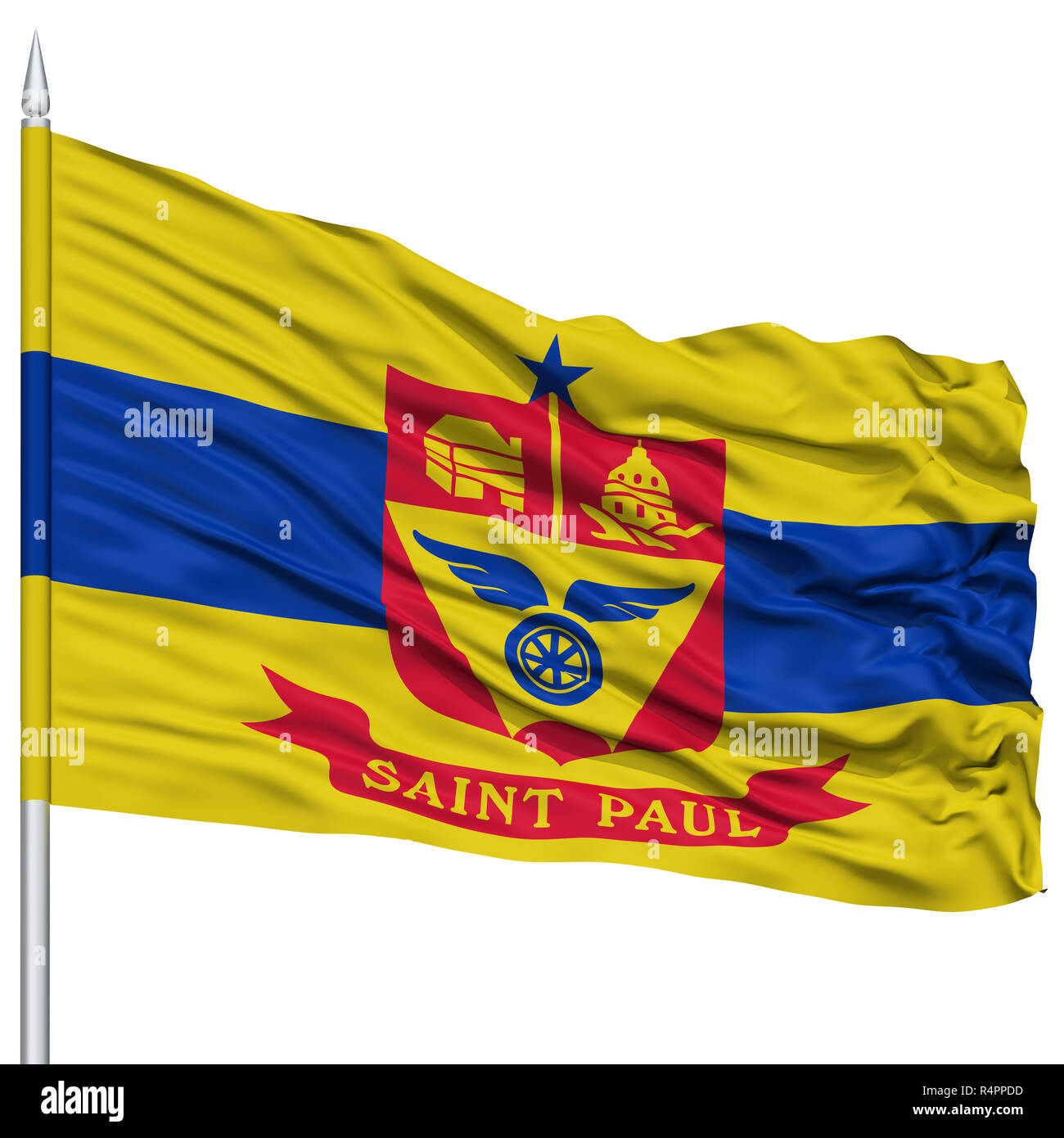 St Paul Flag on Flagpole, Waving on White Background Stock Photo - Alamy