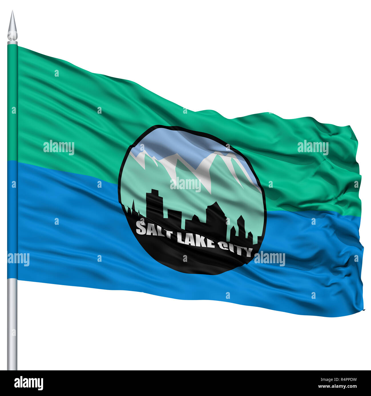 Salt Lake Flag on Flagpole, Waving on White Background Stock Photo - Alamy