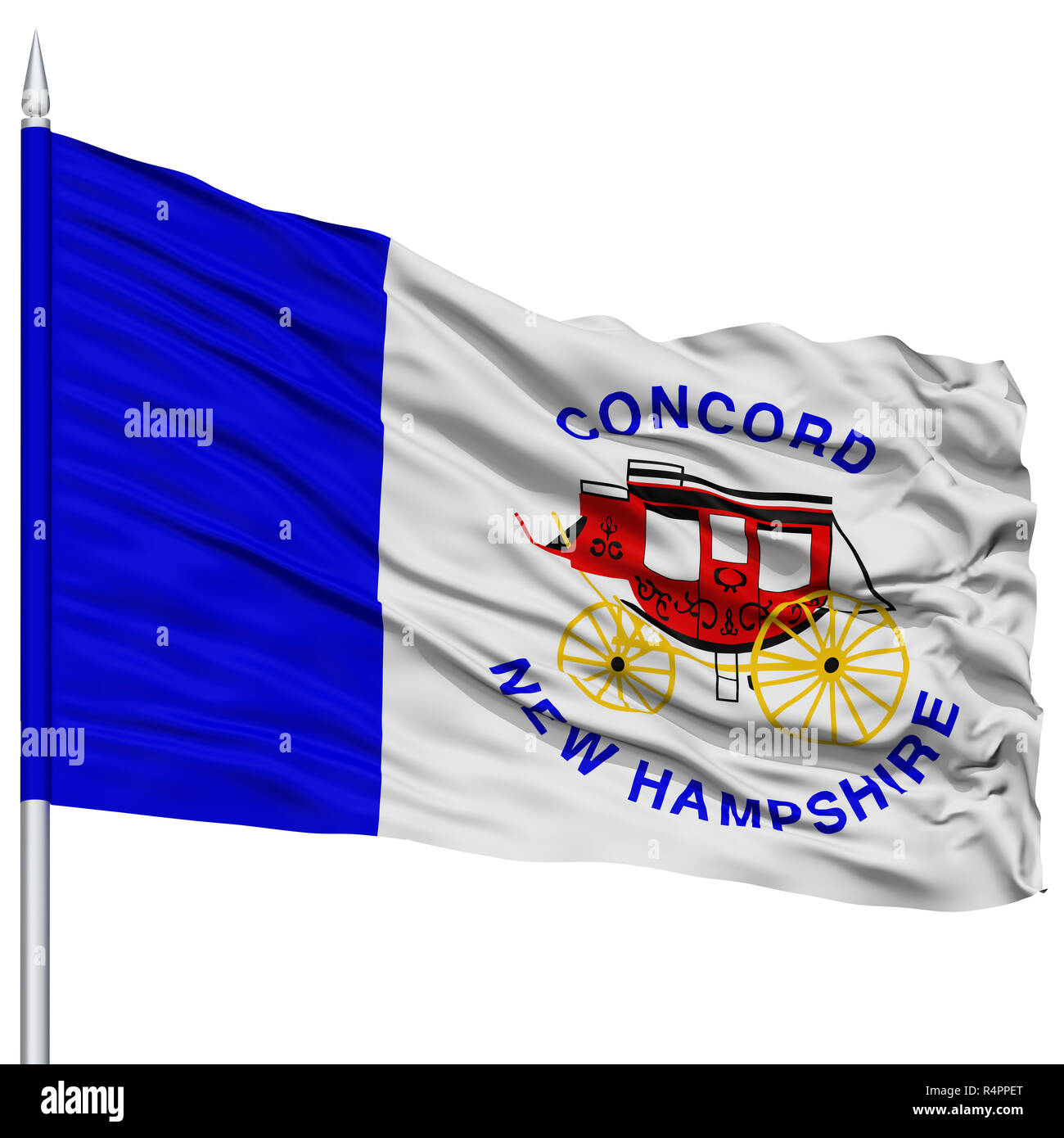 Concord Flag on Flagpole, Waving on White Background Stock Photo - Alamy