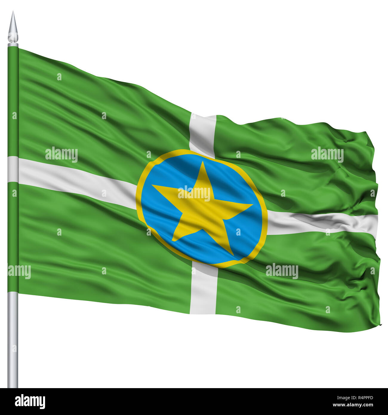 Jackson Flag on Flagpole, Waving on White Background Stock Photo - Alamy