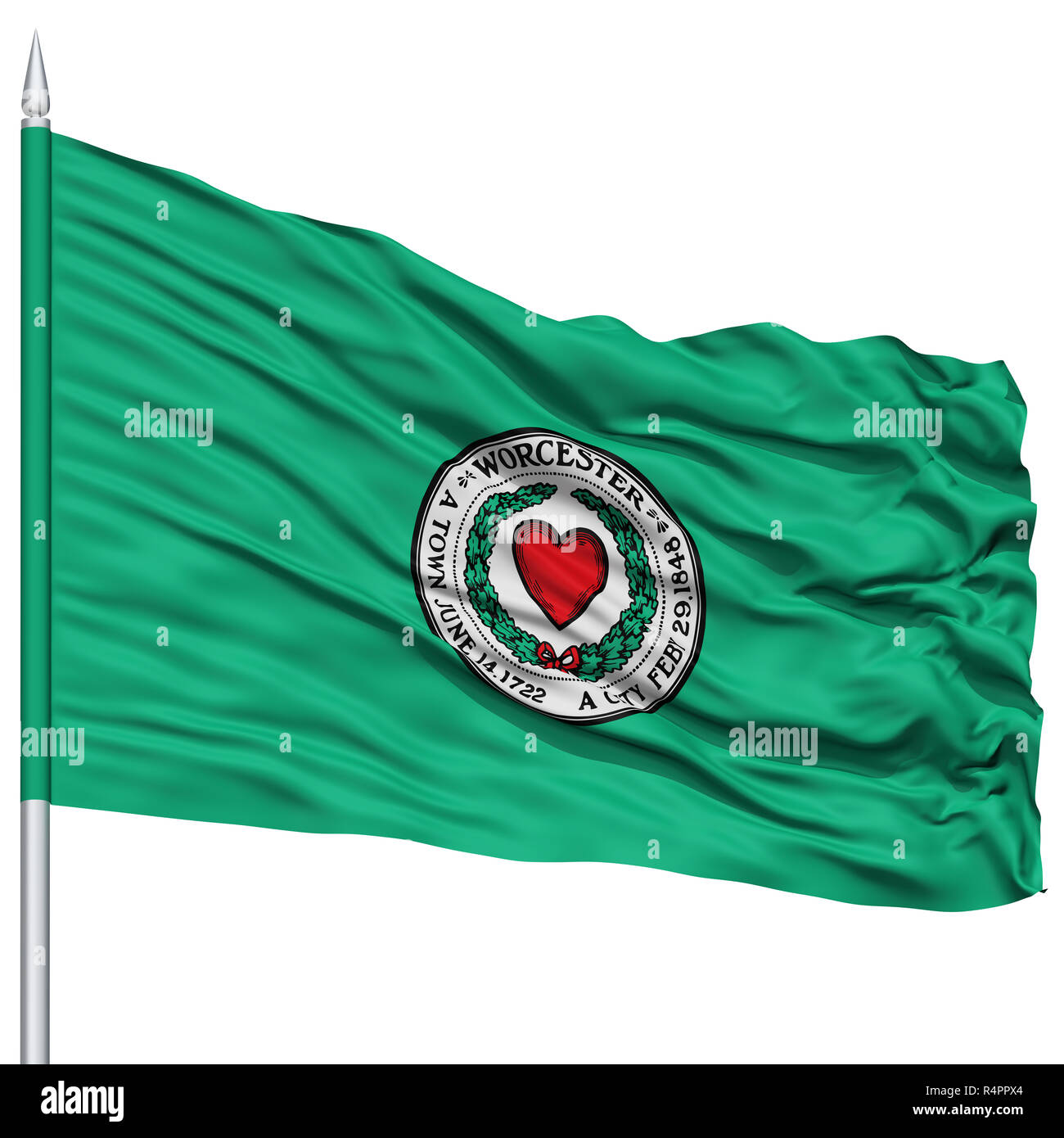 Worcester City Flag on Flagpole, USA Stock Photo - Alamy