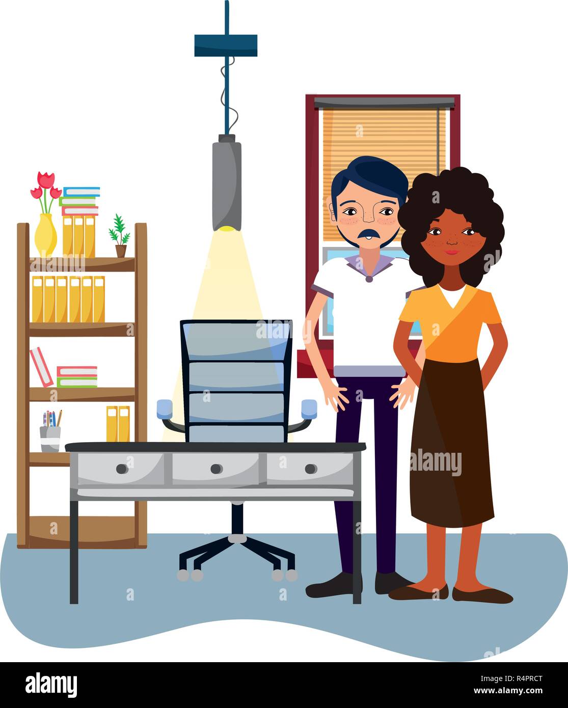 Couple woman and man smiling cartoon inside home apartment vector ...