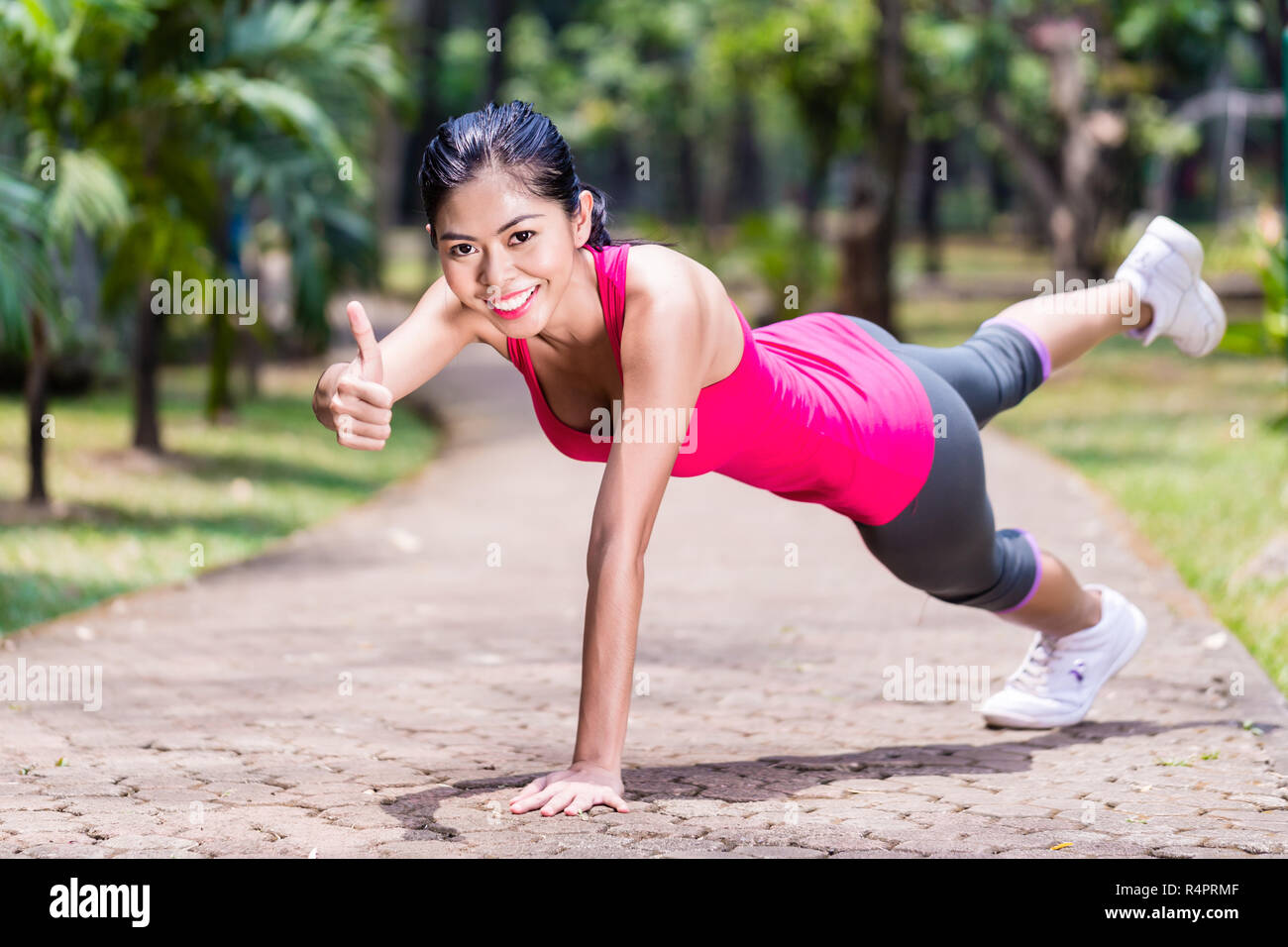 Beautiful asian woman doing push hi-res stock photography and images ...